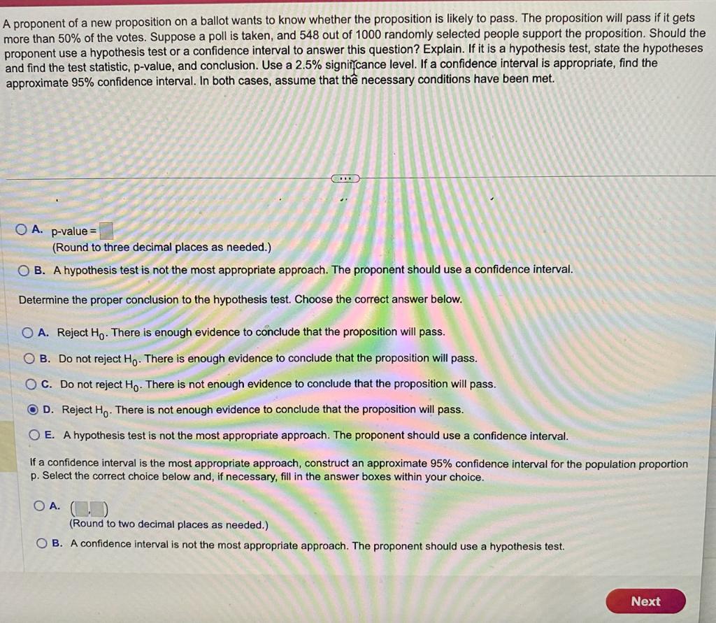 Solved A proponent of a new proposition on a ballot wants to | Chegg.com
