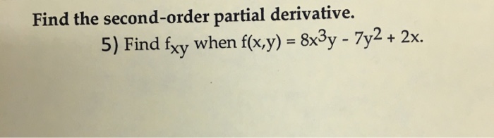 Solved Find the second-order partial derivative. Find f_xy | Chegg.com