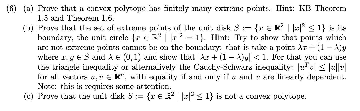 Solved 6) (a) Prove that a convex polytope has finitely many | Chegg.com