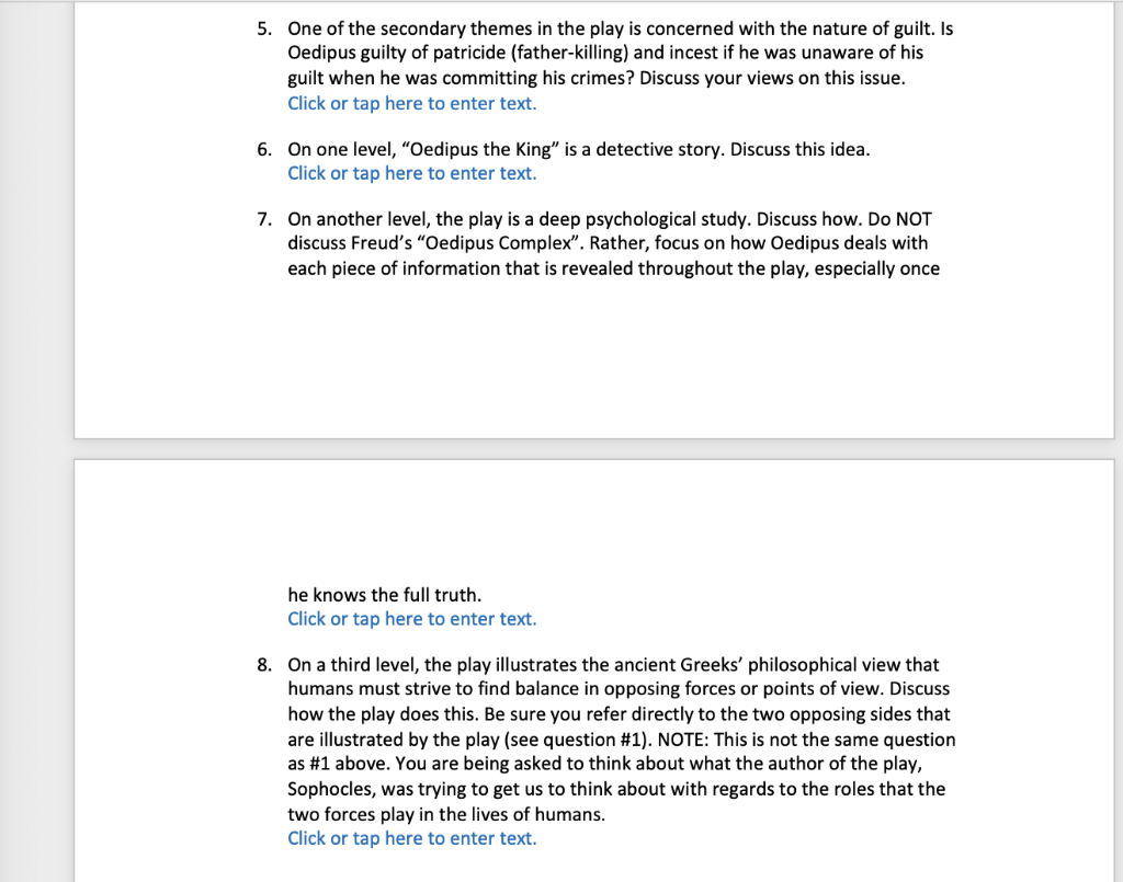 Directions: After reading (or viewing) the play | Chegg.com