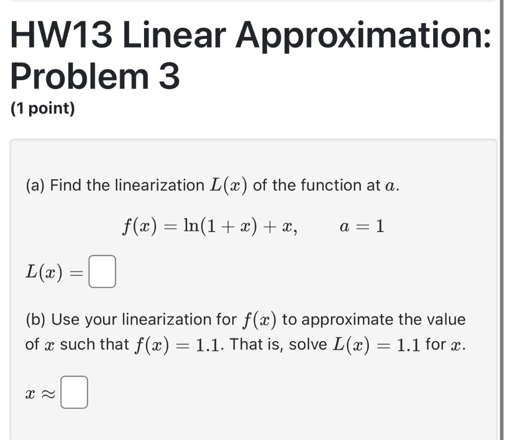 Solved Hw13 Linear Approximation Problem 3 1 Point A 