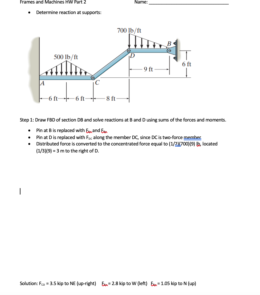 Solved Frames and Machines HW Part 2 Name: - Determine | Chegg.com