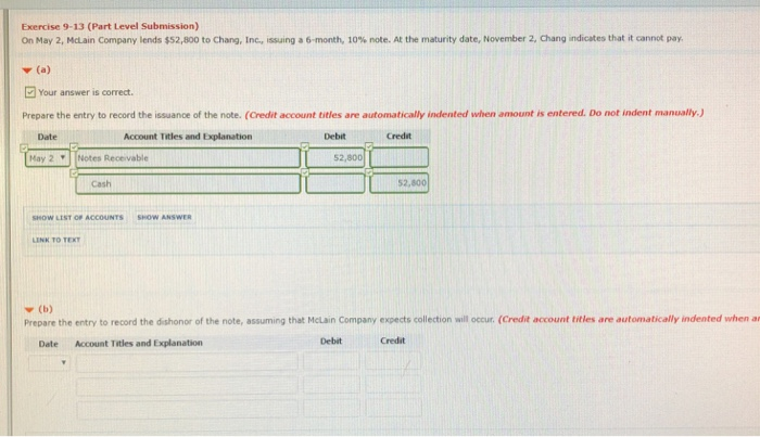 Solved Exercise 9-13 (Part Level Submission) On May 2. | Chegg.com