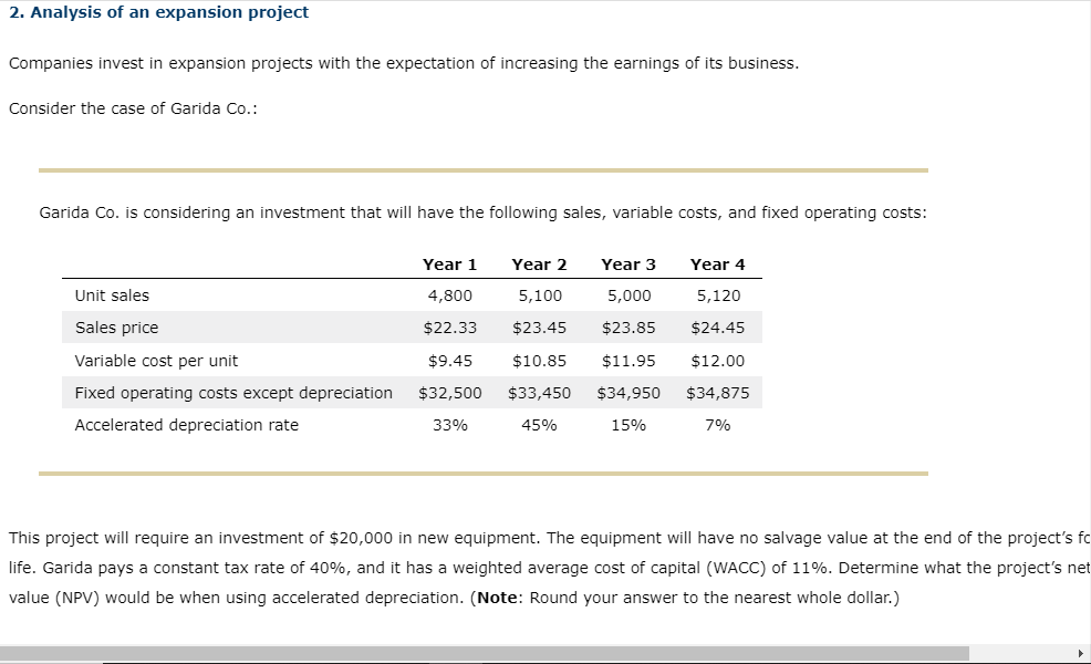 Solved 2. Analysis of an expansion project Companies invest | Chegg.com