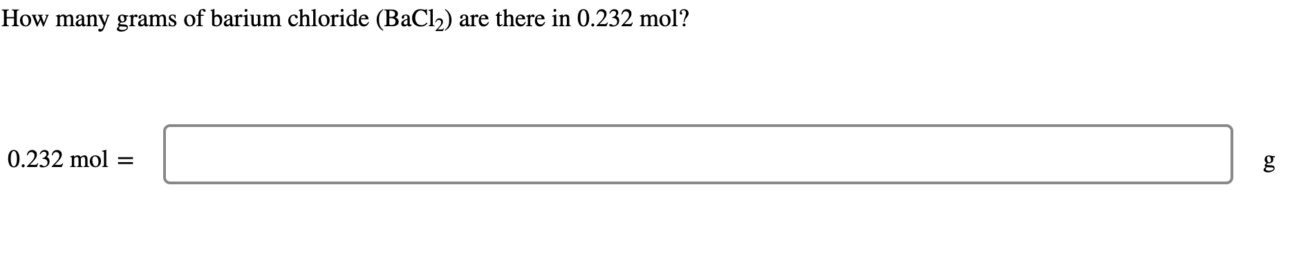 Solved How many grams of barium chloride (BaCl2) are there | Chegg.com