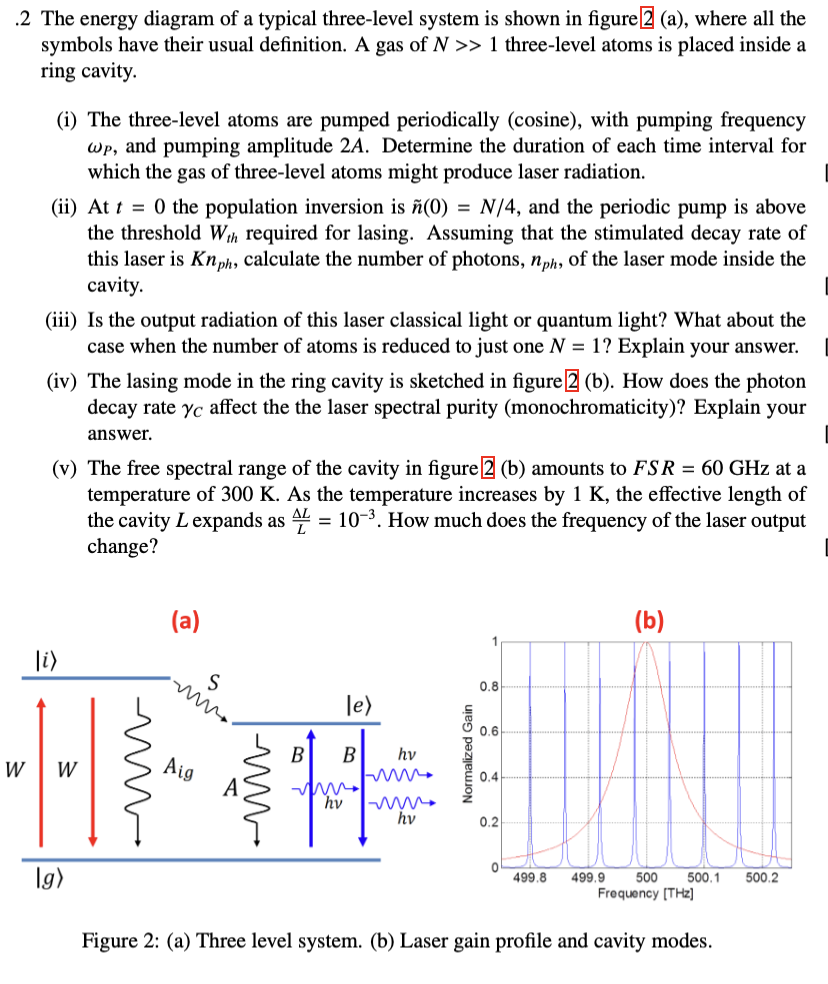 Solved .2 The energy diagram of a typical three-level system | Chegg.com