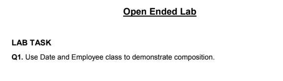 Solved Open Ended Lab LAB TASK Q1. Use Date and Employee | Chegg.com