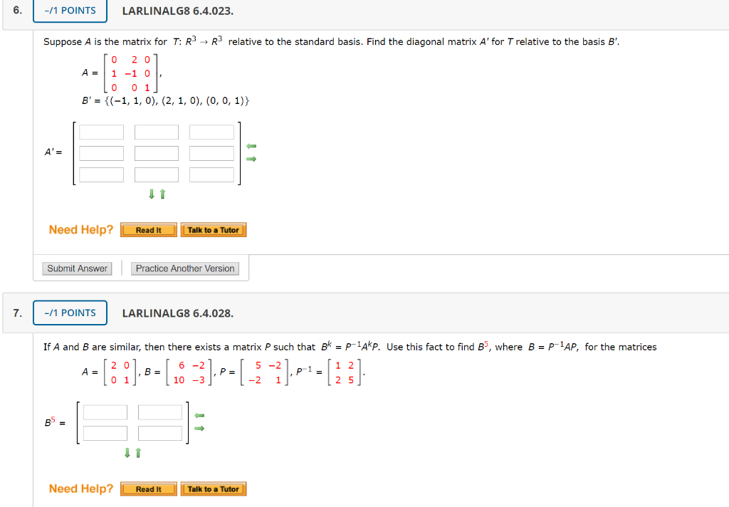 Solved -/1 POINTS LARLINALG8 6.4.023. Suppose A is the | Chegg.com