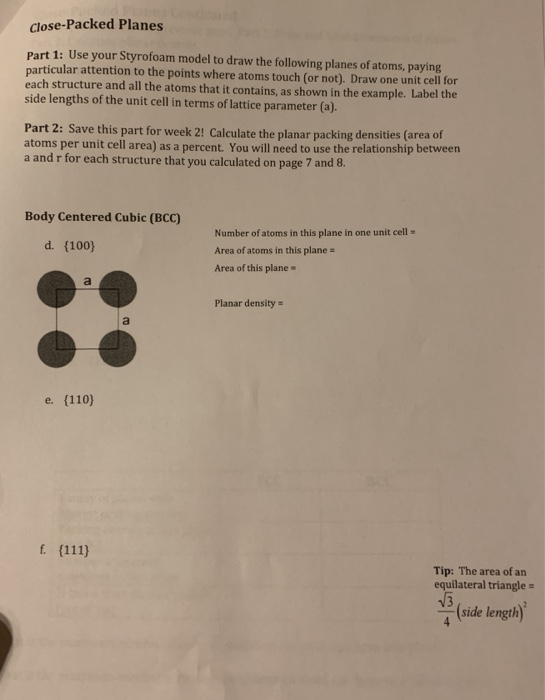 Solved 81 close-Packed Directions The packing density of | Chegg.com