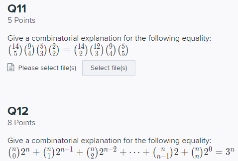 Solved Q11 5 Points Give a combinatorial explanation for the | Chegg.com