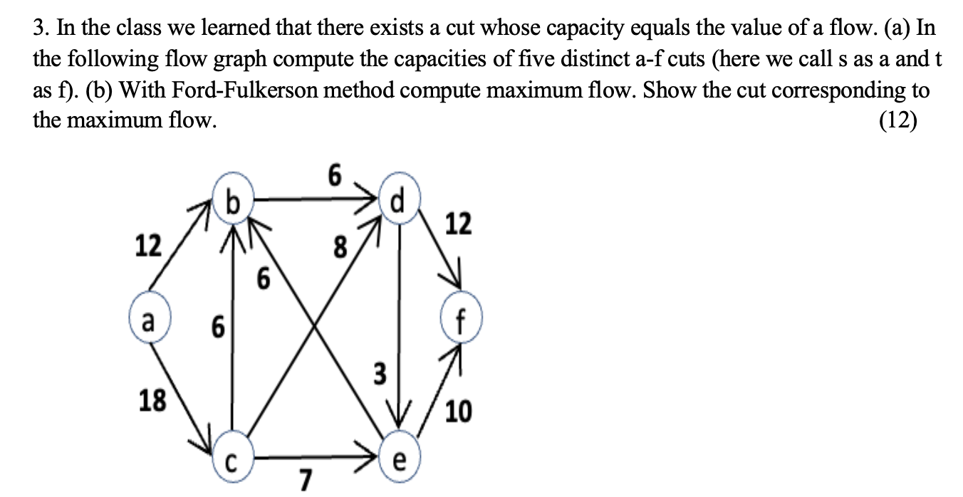 Solved In class we learned that there exists a cut whose | Chegg.com