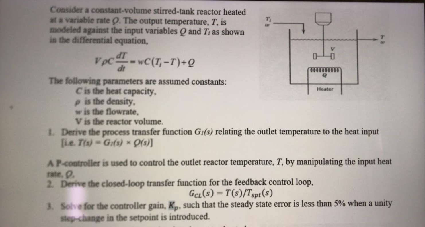 Consider a constant-volume stirred-tank ﻿reactor | Chegg.com