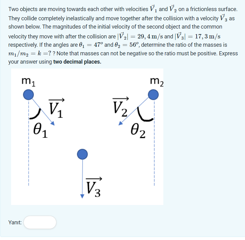 Solved Two objects are moving towards each other with | Chegg.com