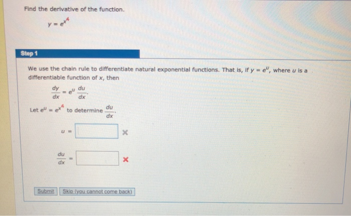 Solved Find the derivative of the function. Step 1 we use | Chegg.com