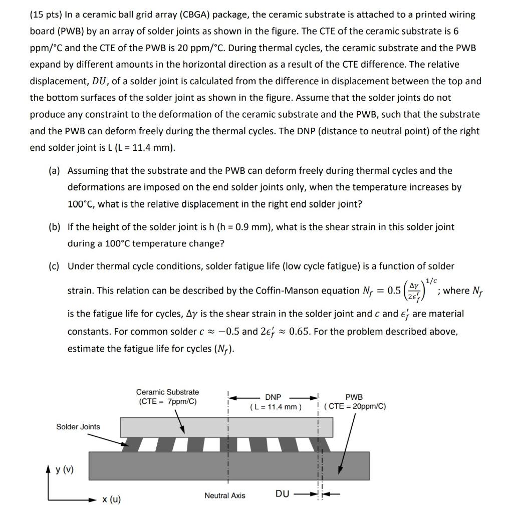Solved (15 pts) In a ceramic ball grid array (CBGA) package, | Chegg.com