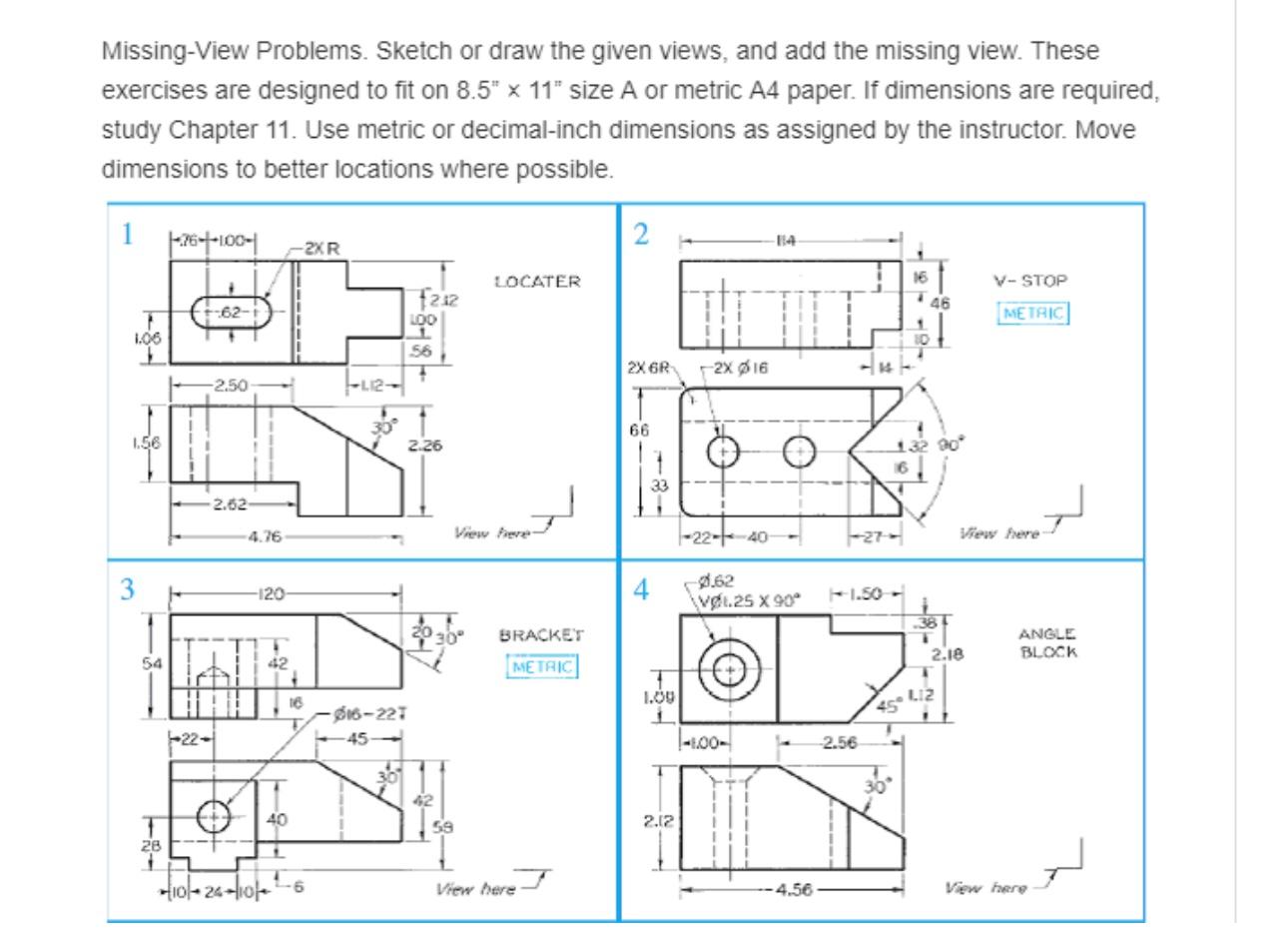Missing-View Problems. Sketch or draw the given | Chegg.com