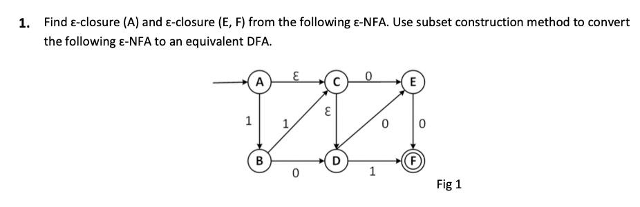 Solved 1. Find E-closure (A) and ε-closure (E, F) from the | Chegg.com