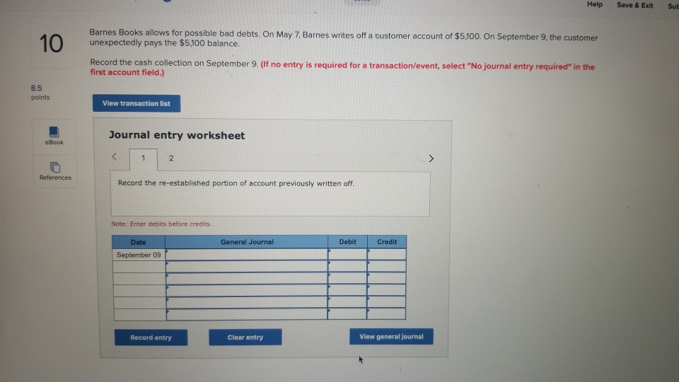 Solved Help Save & Exit Sut Barnes Books allows for possible | Chegg.com