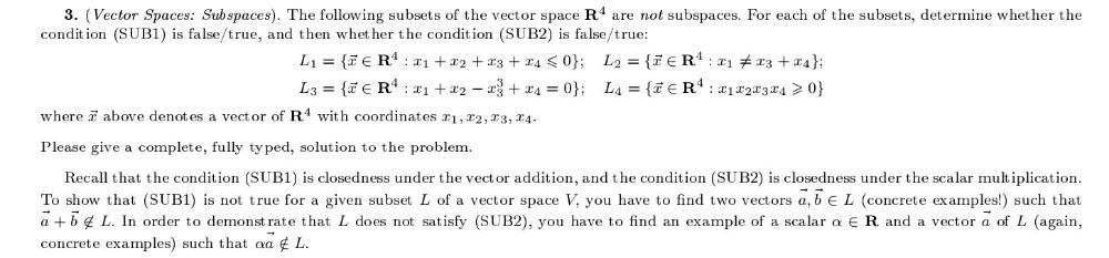 Solved 3. (Vector Spaces: Subspaces). The following subsets | Chegg.com