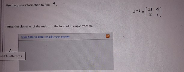 Solved Use the given information to find A. write elements | Chegg.com
