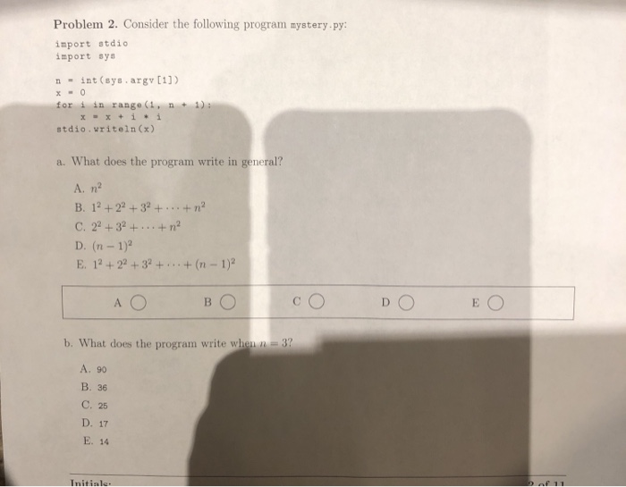 Solved Problem 2. Consider the following program mystery py: | Chegg.com