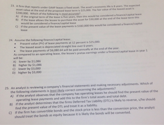 Solved that reports under GAAP leases a fixed asset. The | Chegg.com