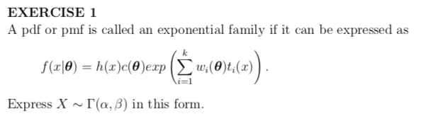 Solved EXERCISE 1 A pdf or pmf is called an exponential | Chegg.com