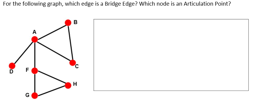 Solved For the following graph, which edge is a Bridge Edge? | Chegg.com