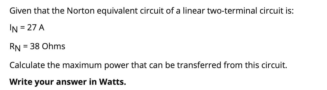 Solved Given that the Norton equivalent circuit of a linear | Chegg.com