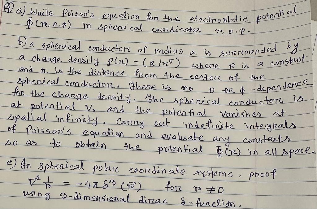 Solved (4) a) Write Poison's equalion for the electrostatic | Chegg.com