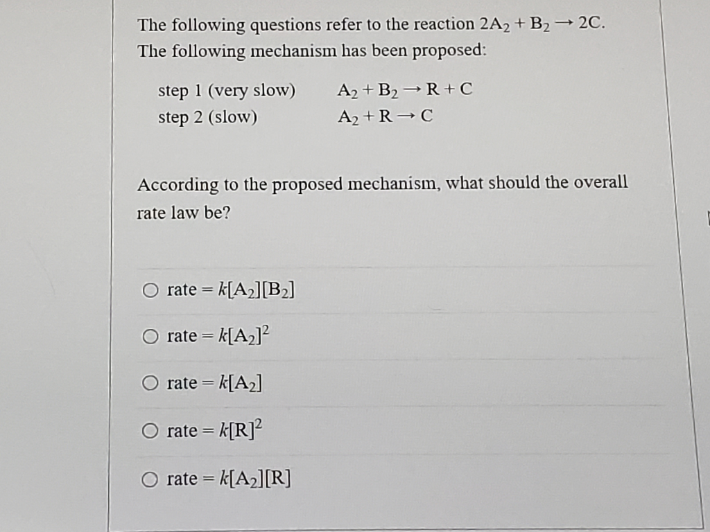 Solved The following questions refer to the reaction 2A2 + | Chegg.com Solved The following questions refer to the reaction 2A2 + | Chegg.com