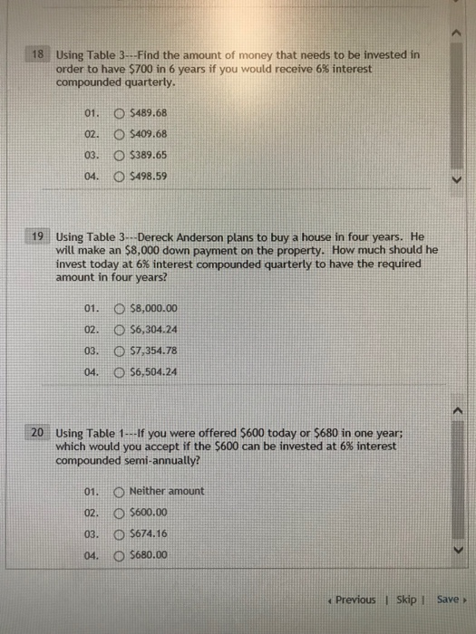 Solved 18 Using Table 3.-Find the amount of money that needs | Chegg.com