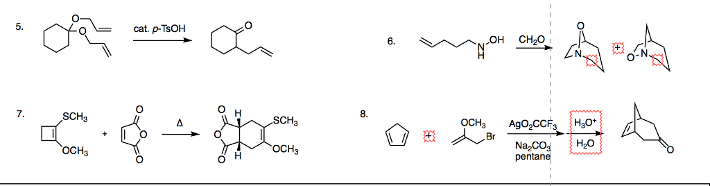 Solved cat. p-TsOH 8 Нао" 7 SCH3 SCH3 OCH3 pentane OCH3 | Chegg.com