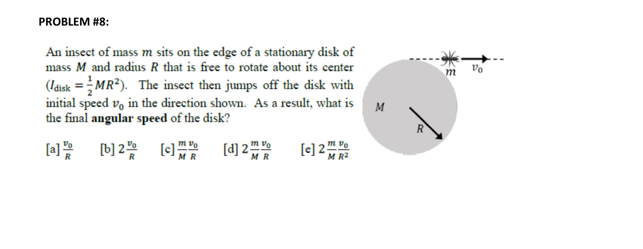 Solved An insect of mass m sits on the edge of a stationary | Chegg.com