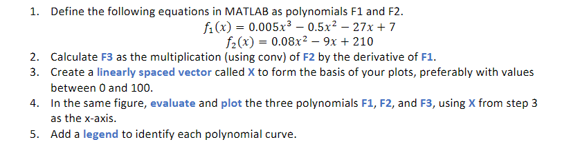 Solved Define the following equations in MATLAB as | Chegg.com