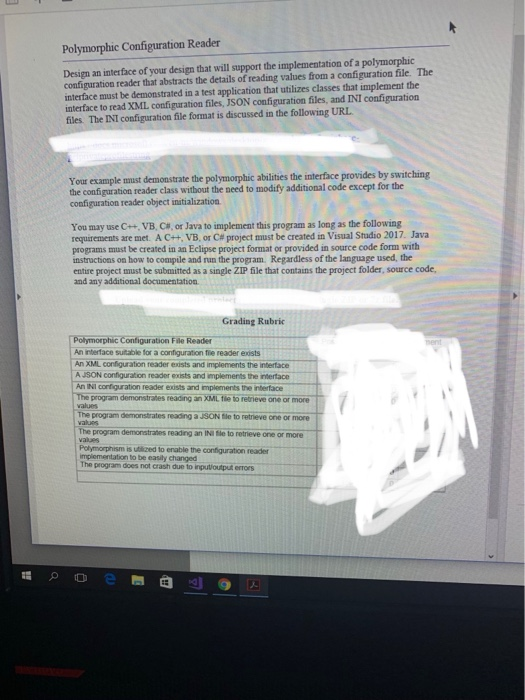Polymorphic Configuration Reader Design an interface | Chegg.com