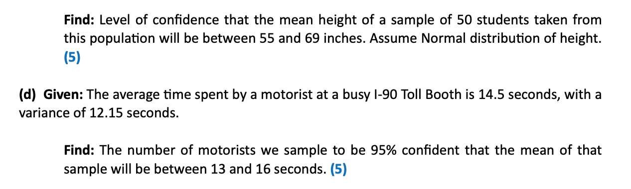 Solved a) Given: Population mean, u=10 and variance, o2 =30. | Chegg.com