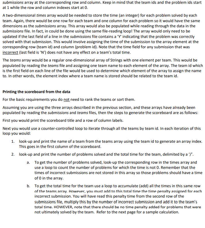 Solved The Problem: Write a programming contest scoreboard. | Chegg.com