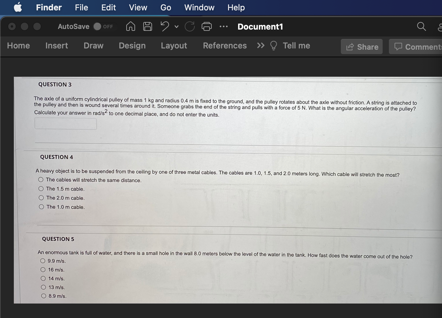 Solved Finder File Edit View Go Window Help AutoSave OFF bi | Chegg.com