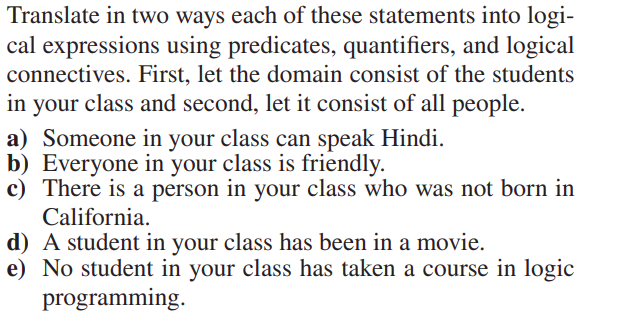 Solved Translate In Two Ways Each Of These Statements Into 