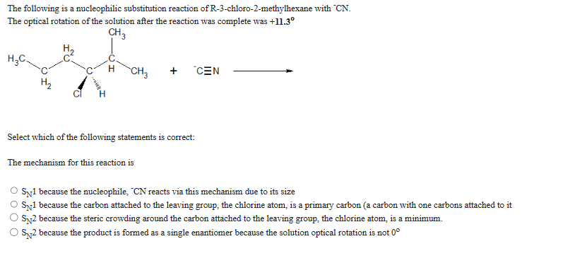 Solved The following is a nucleophilic substitution reaction | Chegg.com
