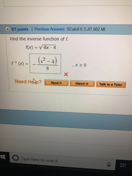 Solved o 0/1 points | Previous Answers SCalc8 6.3.JIT.002 MI | Chegg.com Solved o 0/1 points | Previous Answers SCalc8 6.3.JIT.002 MI | Chegg.com