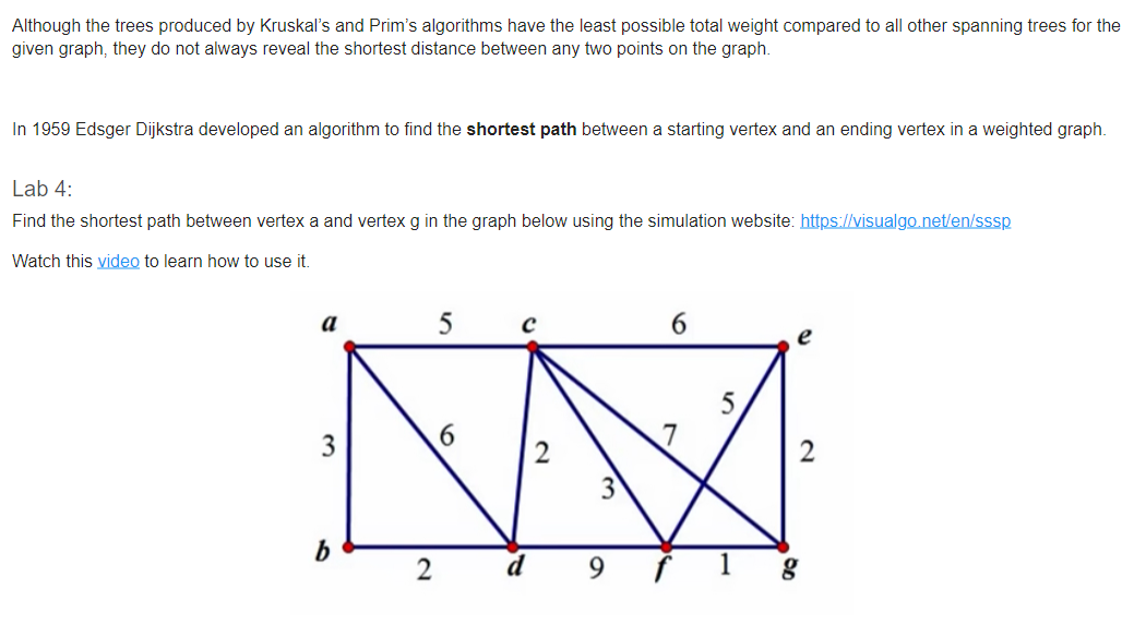 Solved Although the trees produced by Kruskal's and Prim's | Chegg.com