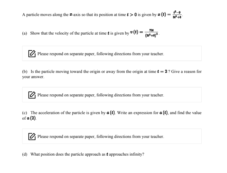Solved A particle moves along the x-axis so that its | Chegg.com