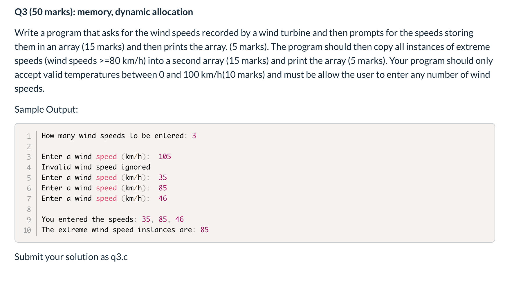 Solved Q3 (50 marks): memory, dynamic allocation Write a | Chegg.com
