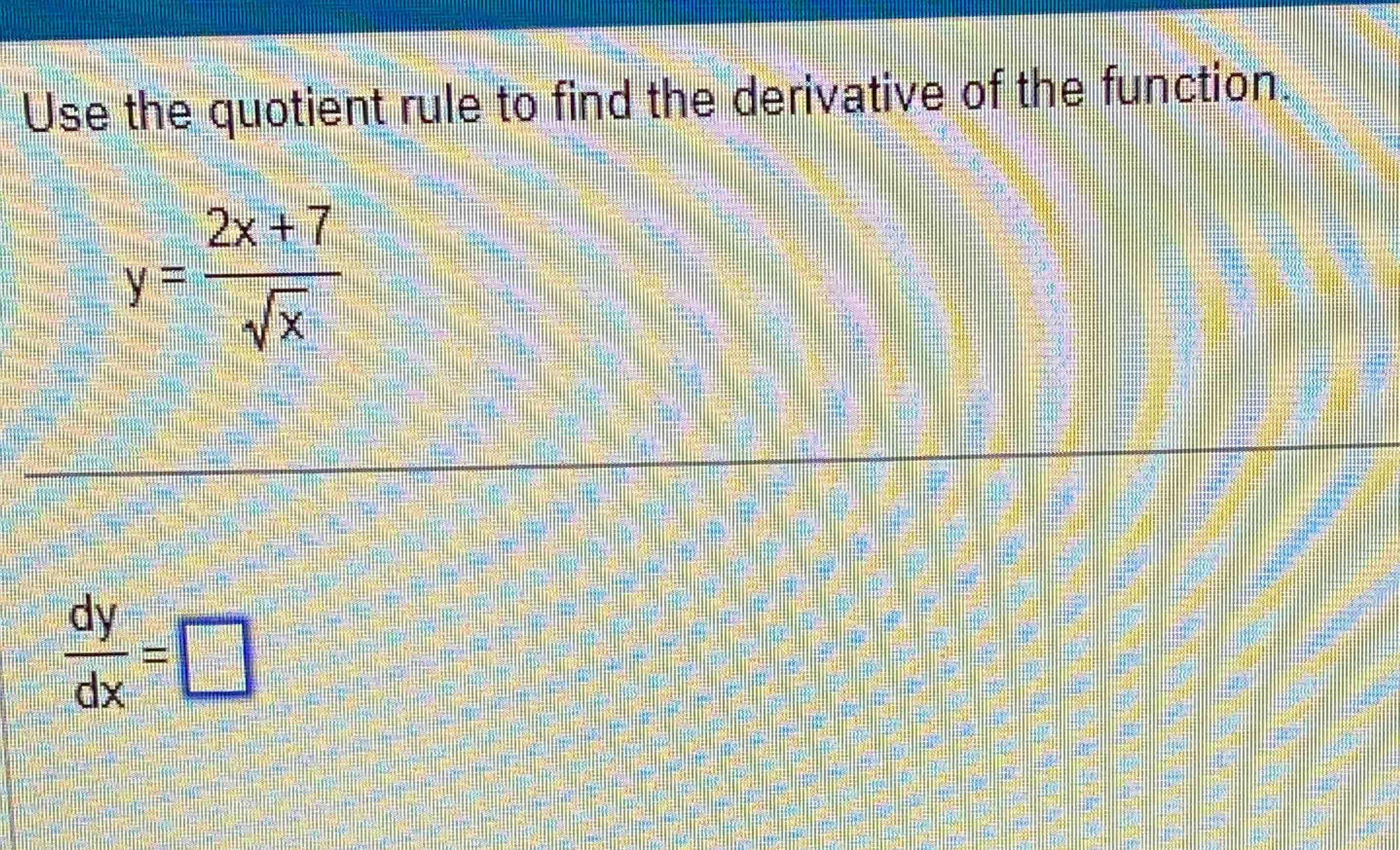 Use the quotient rule to find the derivative of the | Chegg.com