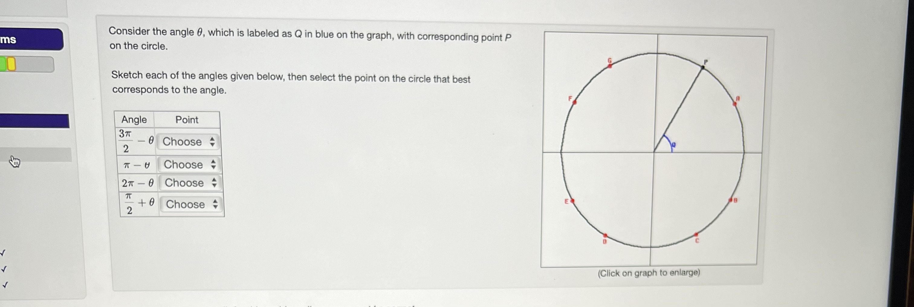 Solved Consider the angle θ, which is labeled as Q in blue | Chegg.com
