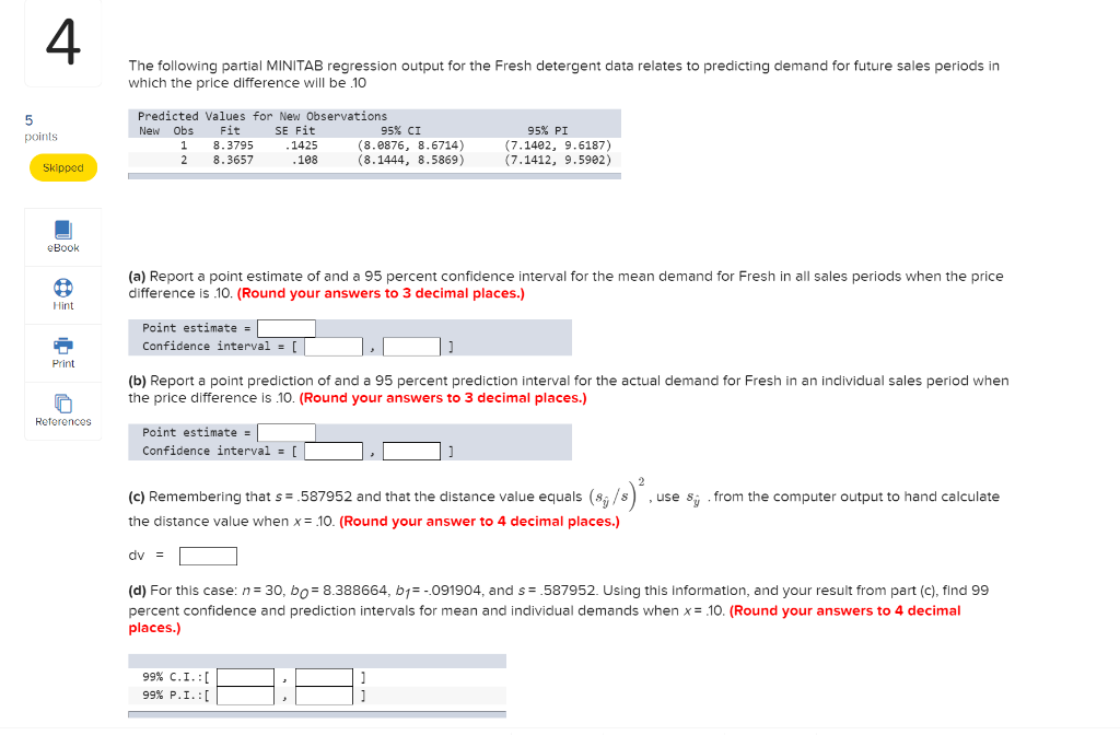 Solved The following partial MINITAB regression output for | Chegg.com