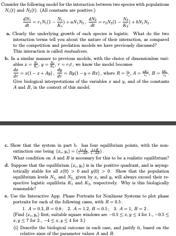 Solved Consider the following model for the interaction | Chegg.com