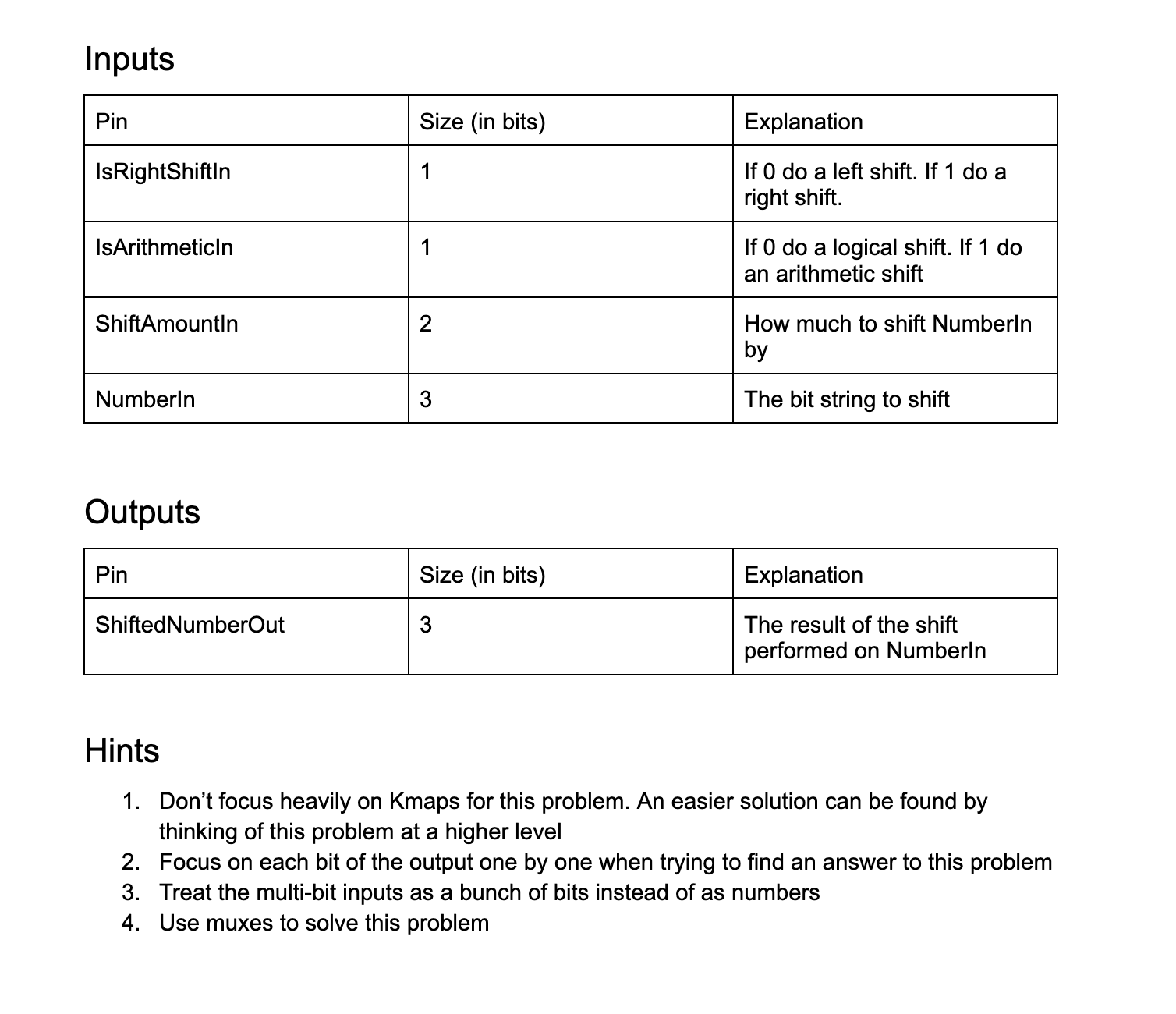 Solved Problem 2: shifter.circ (33 points) Build a circuit | Chegg.com